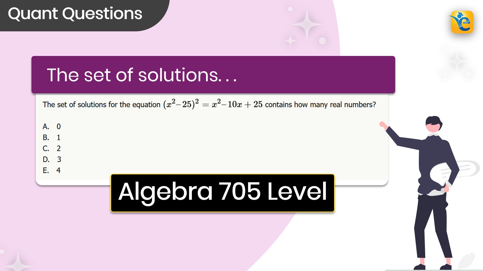 The set of solutions for the equation (x^2–25)^2 | GMAT | Quant ...